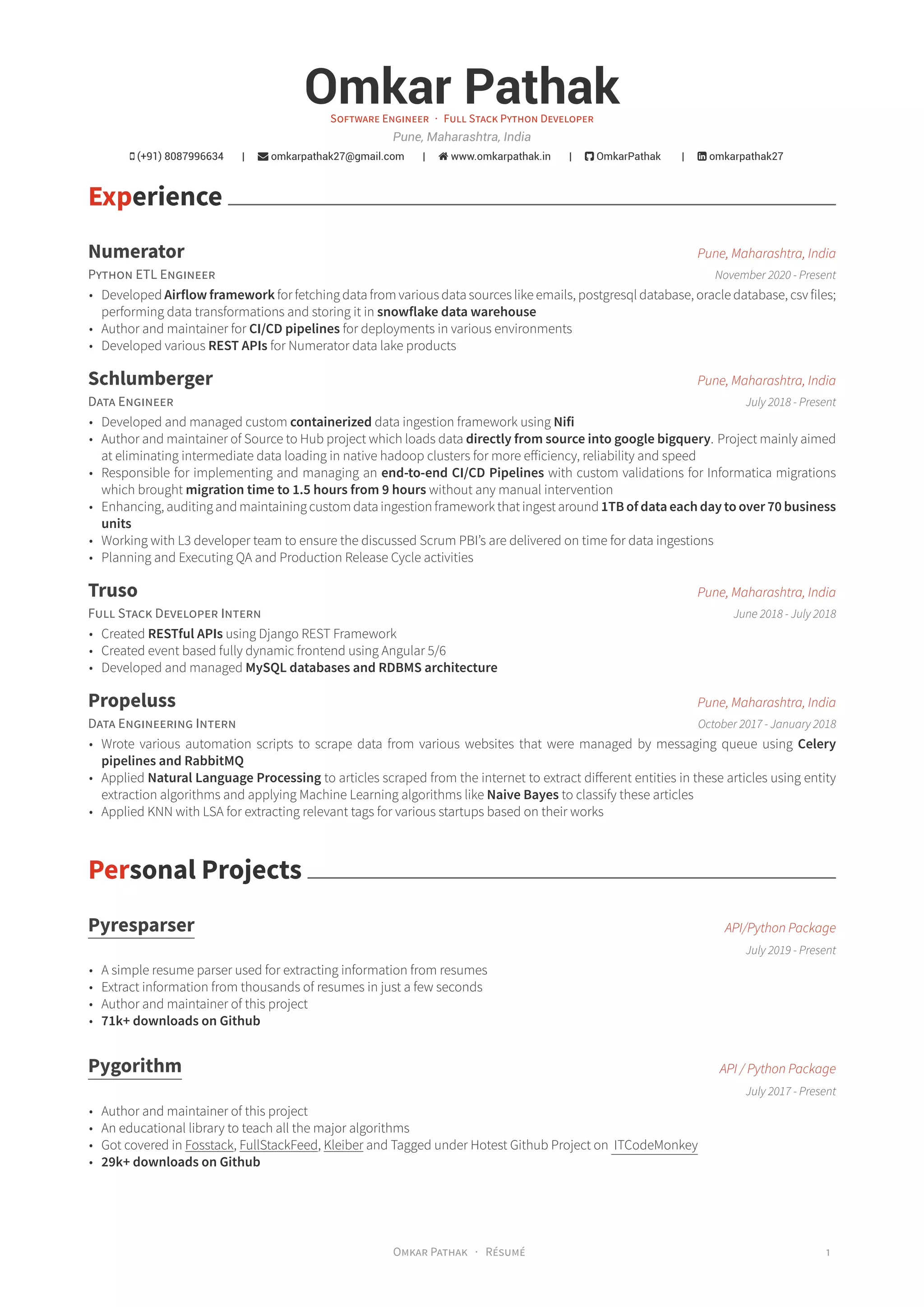 Omkar Pathak Resume | PDF