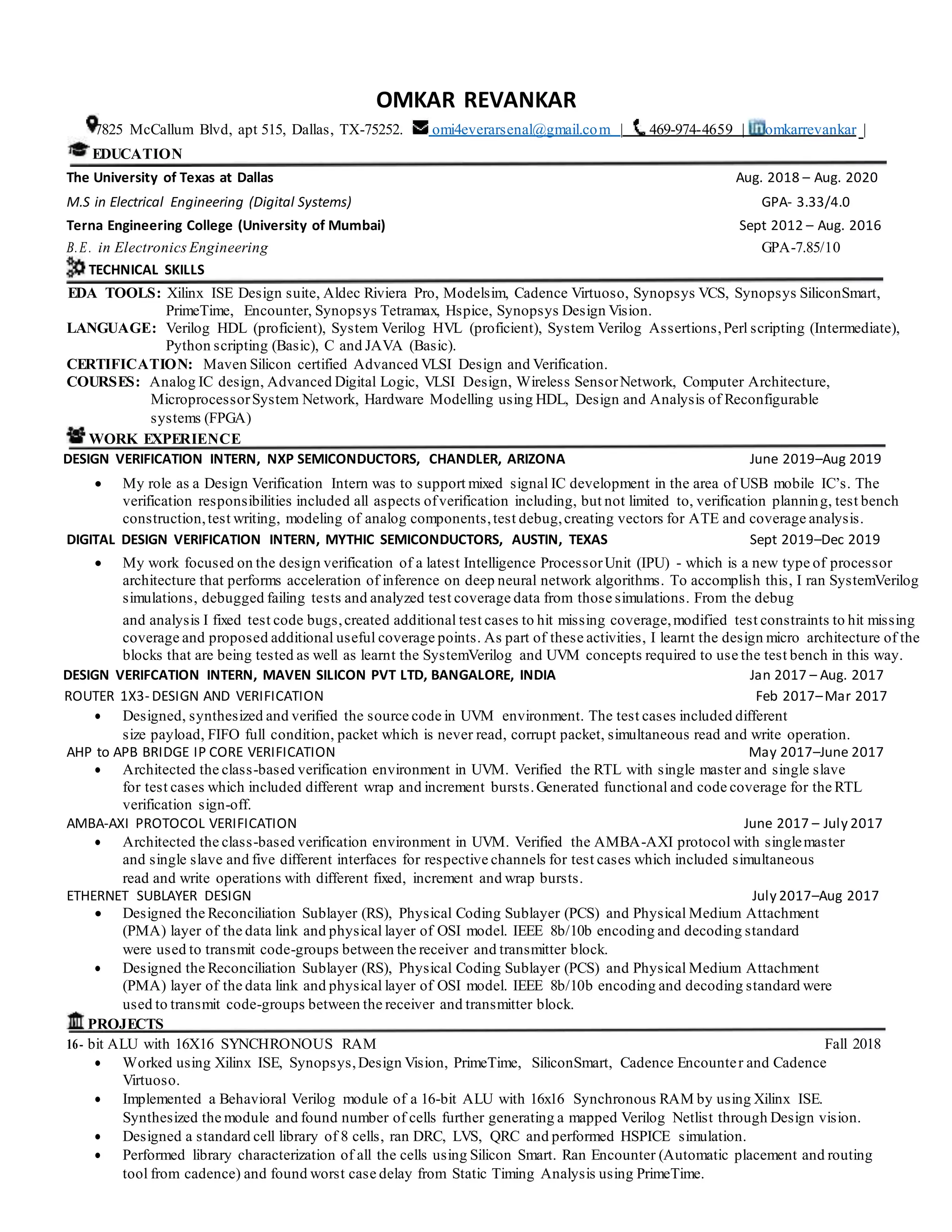 Omkar+revankar+resume | DOCX | Computing | Technology & Computing