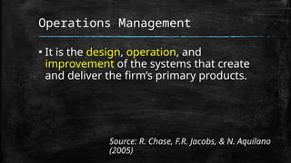 Introduction to Operations Management and Production Systems | PPTX