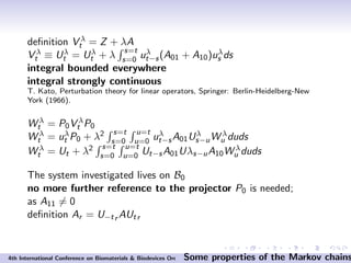 Some properties of the Markov chains of the Markov Models of molecular ...