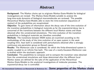 Some properties of the Markov chains of the Markov Models of molecular processes | PPT
