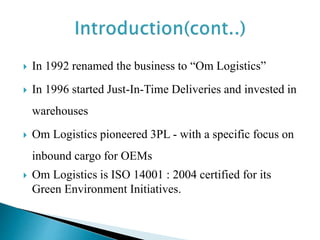 supply chain management 2017 for OM LOGISTICS | PPTX