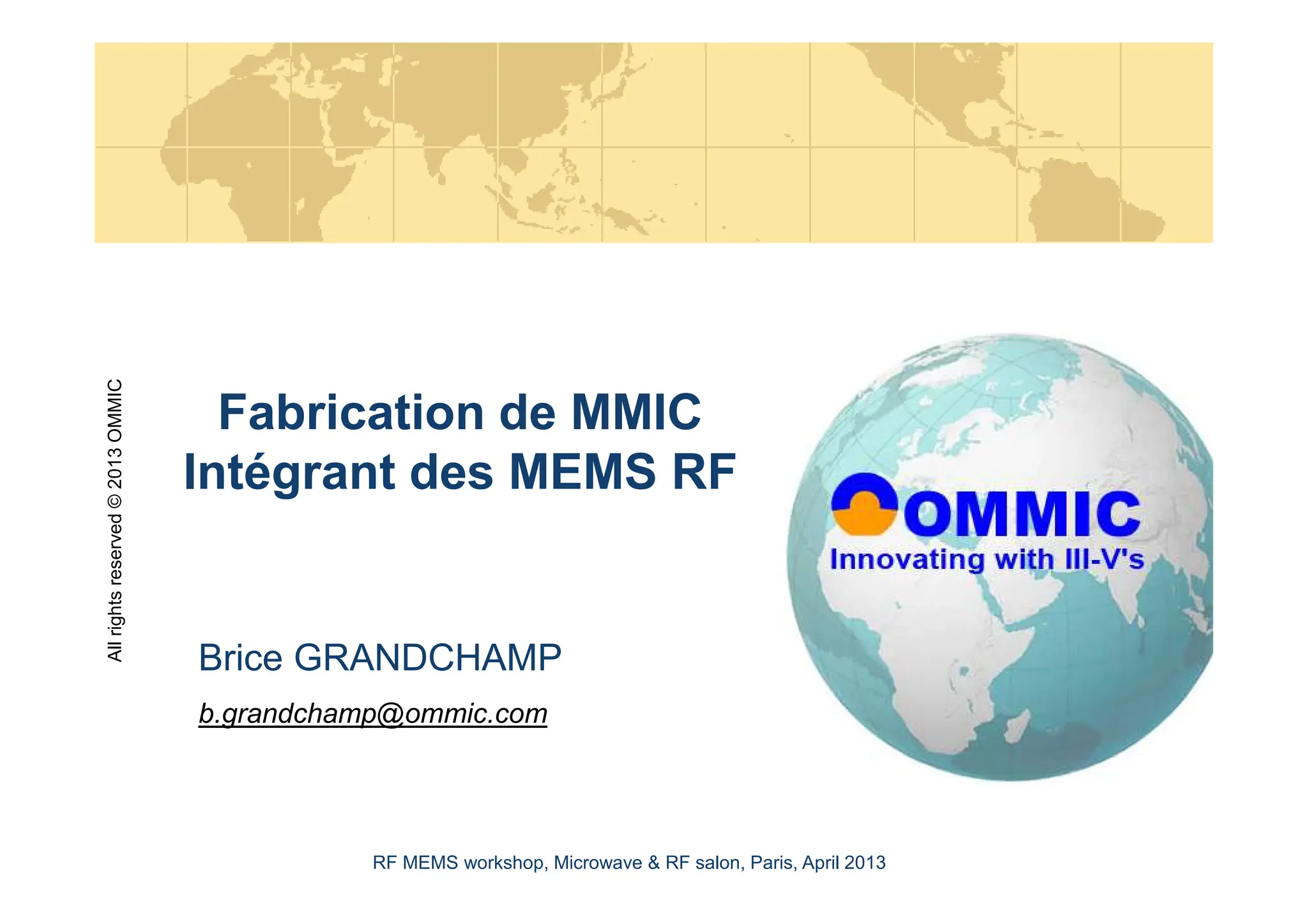OMMIC presentation on fabrication of MMIC integrated with MEMs RF | PDF ...
