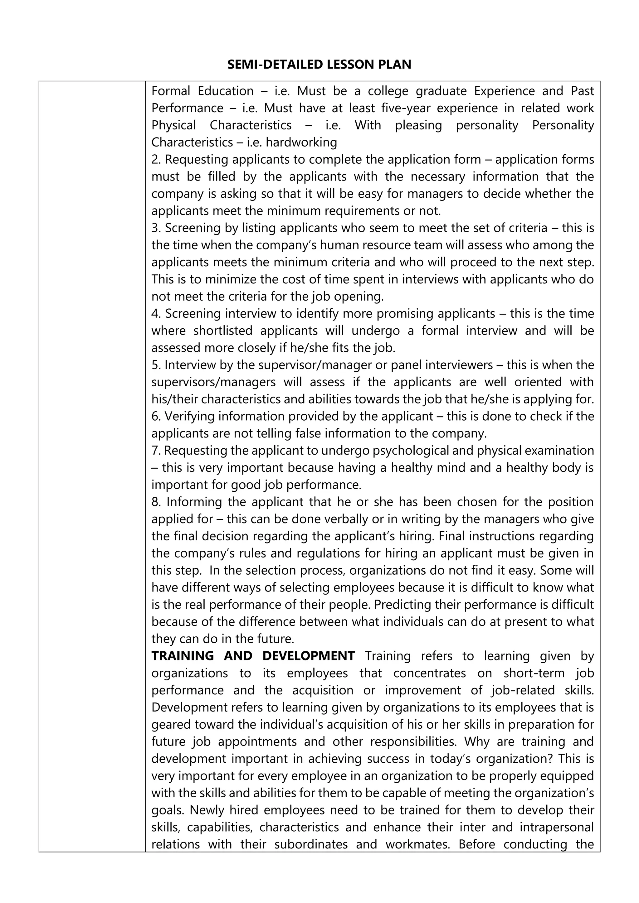 organizational management lesson plan modules | DOCX