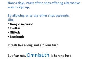 Omniauth | PPT | Internet | Computing