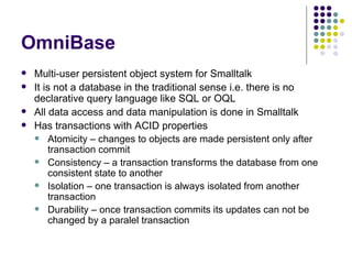 OmniBase Object Database | PPT | Databases | Computer Software and Applications