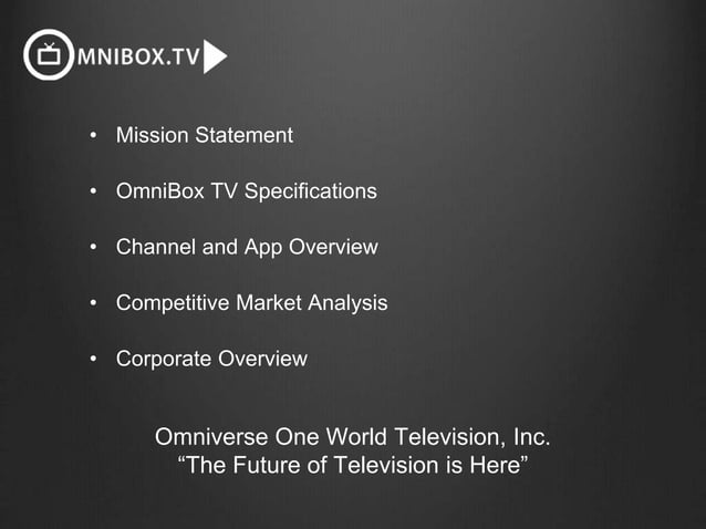 OmniBox TV Overview | PPTX | Home Entertainment Systems | Consumer ...