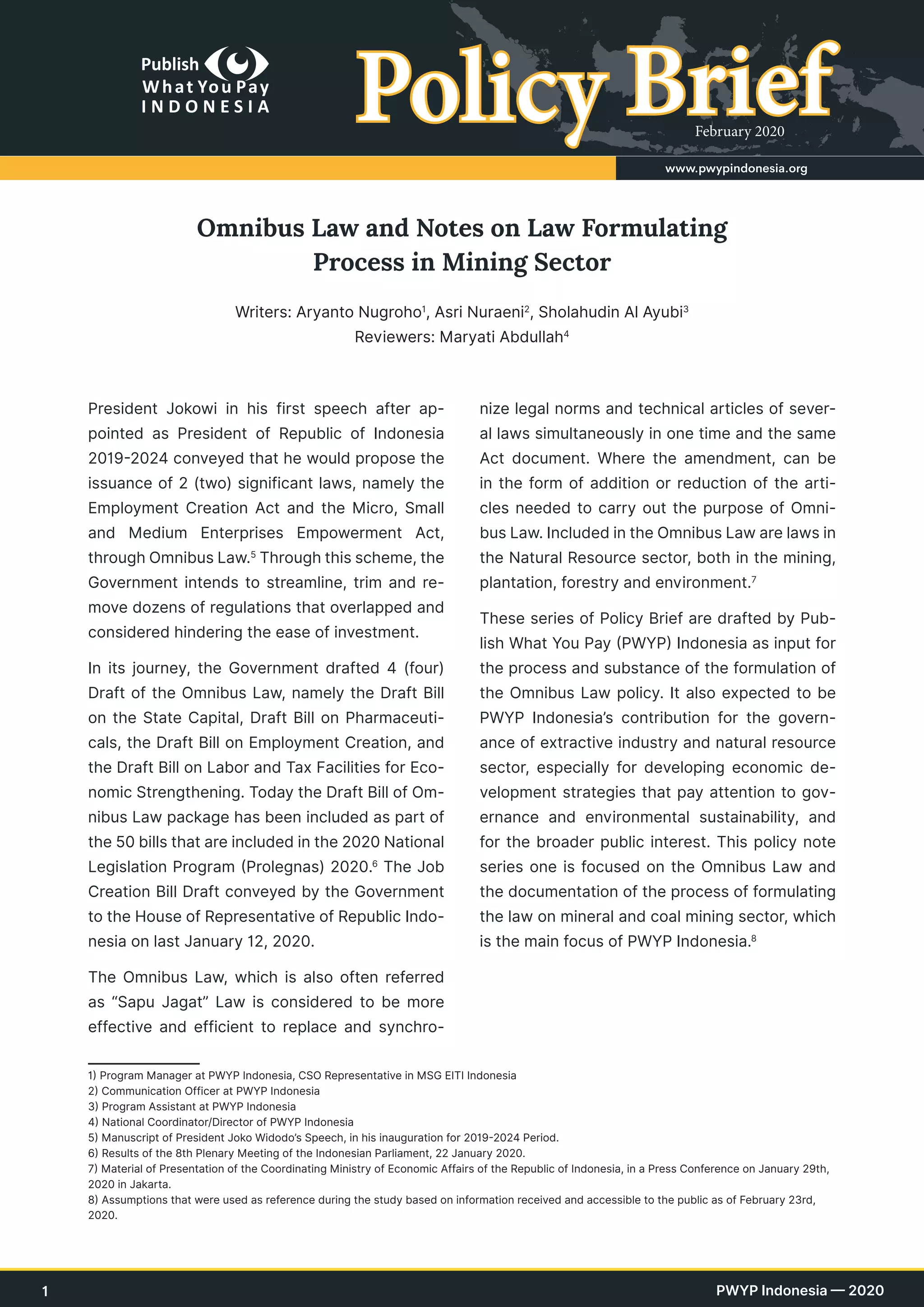 Omnibus Law and Notes on Law Formulating Process in Mining Sector | PDF