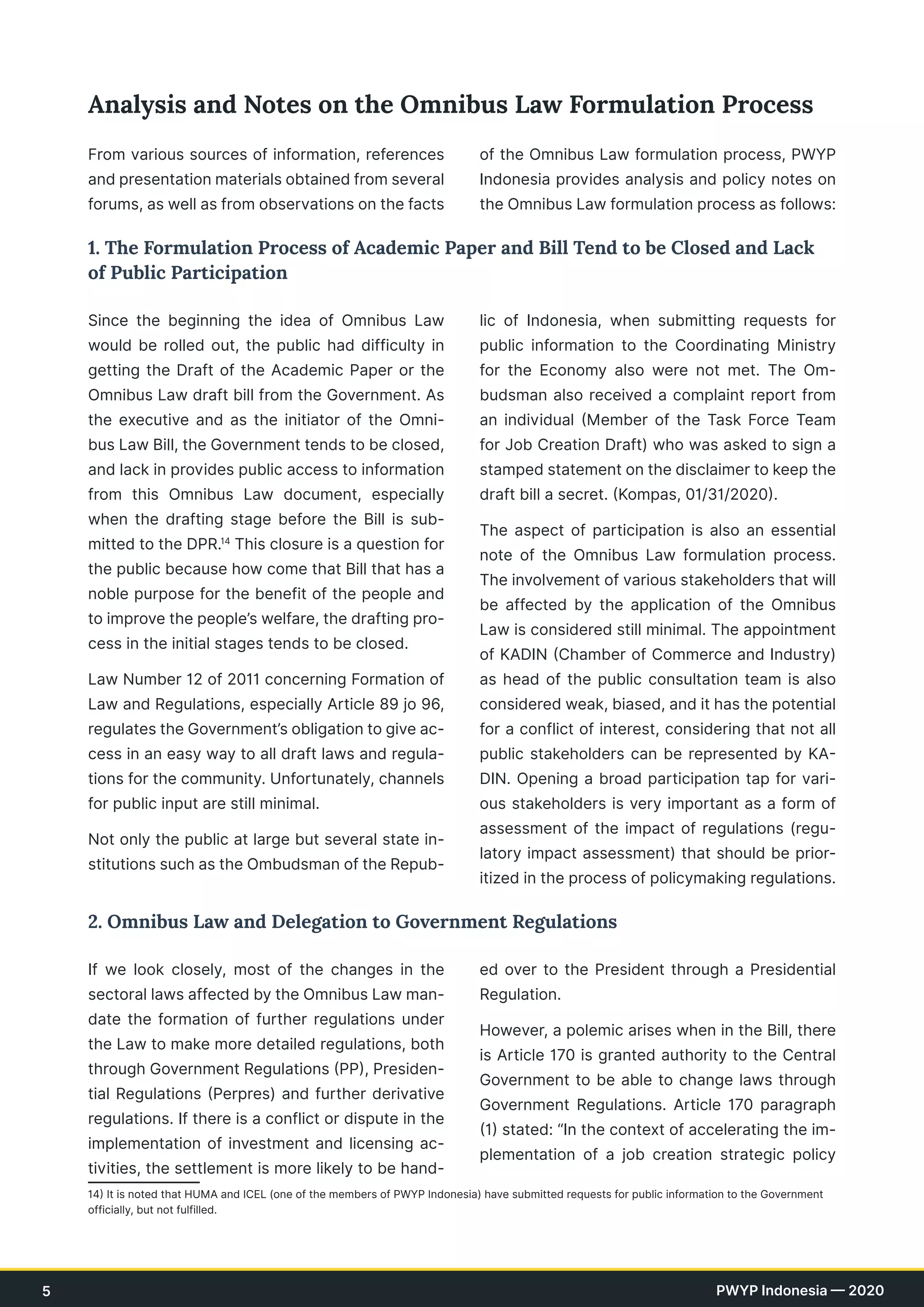 Omnibus Law and Notes on Law Formulating Process in Mining Sector | PDF