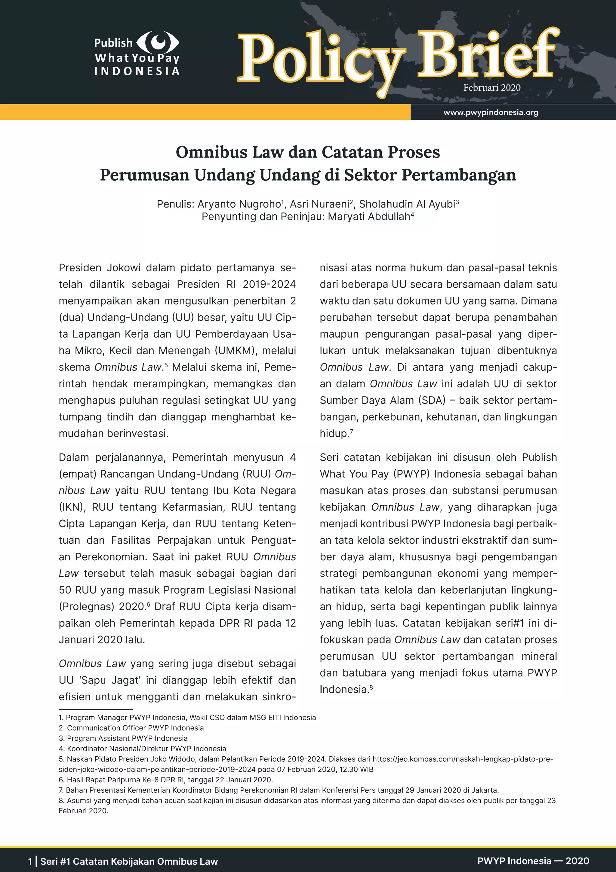 Omnibus Law dan Catatan Proses Perumusan Undang Undang di Sektor Pertambangan | PDF