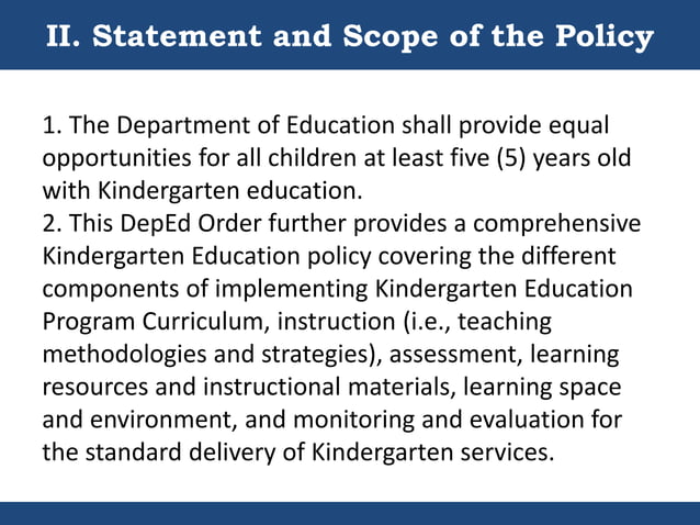 Omnibus policy guidelines for kindergarten | PPTX | Daycare and Pre ...