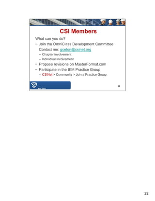 May Chapter Meeting: OmniClass, CSI Formats, and Their Role in BIM ...