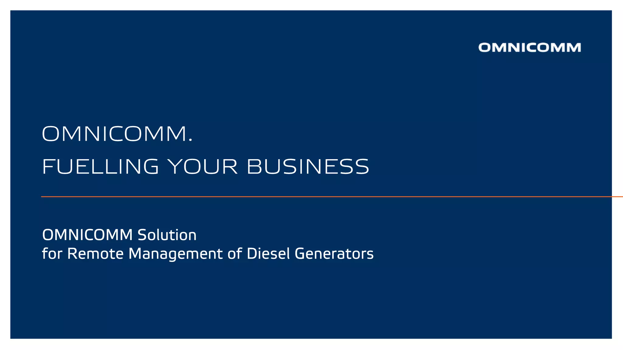 Omnicomm solution for remote control of diesel enerators | PPT