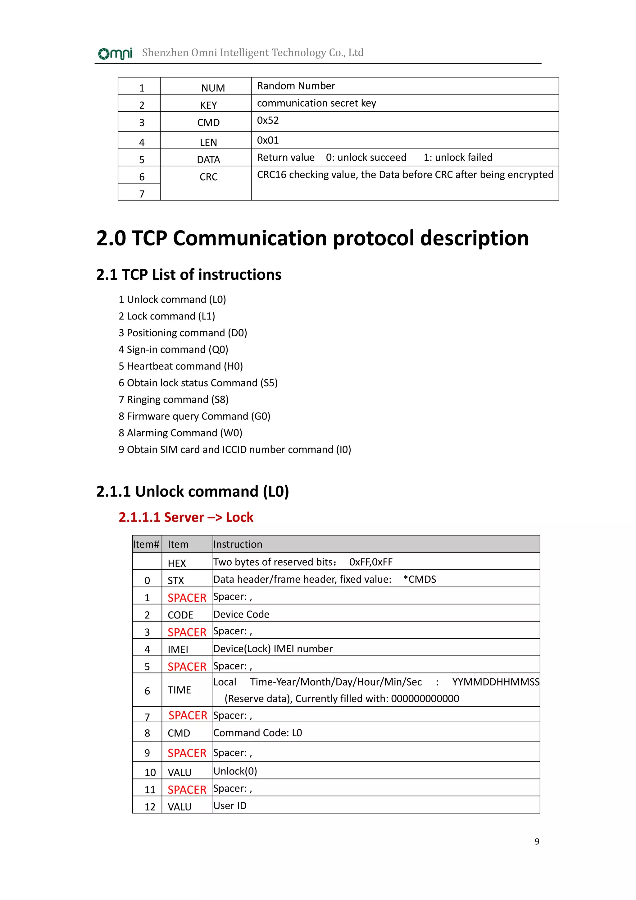 Omni gprs+gps+ble (permenant connection) smart lock air interface protocol v01.04
