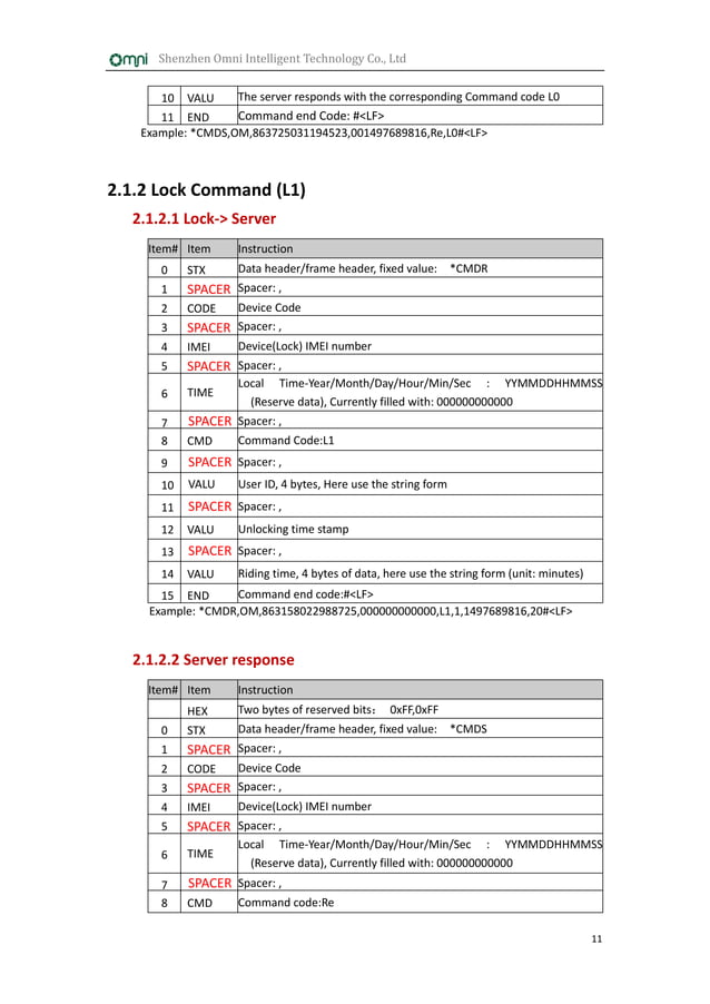 Omni gprs+gps+ble (permenant connection) smart lock air interface protocol v01.04 | Operating ...