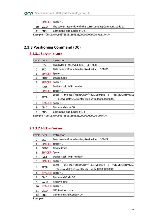 Omni gprs+gps+ble (permenant connection) smart lock air interface protocol v01.04 | Operating ...