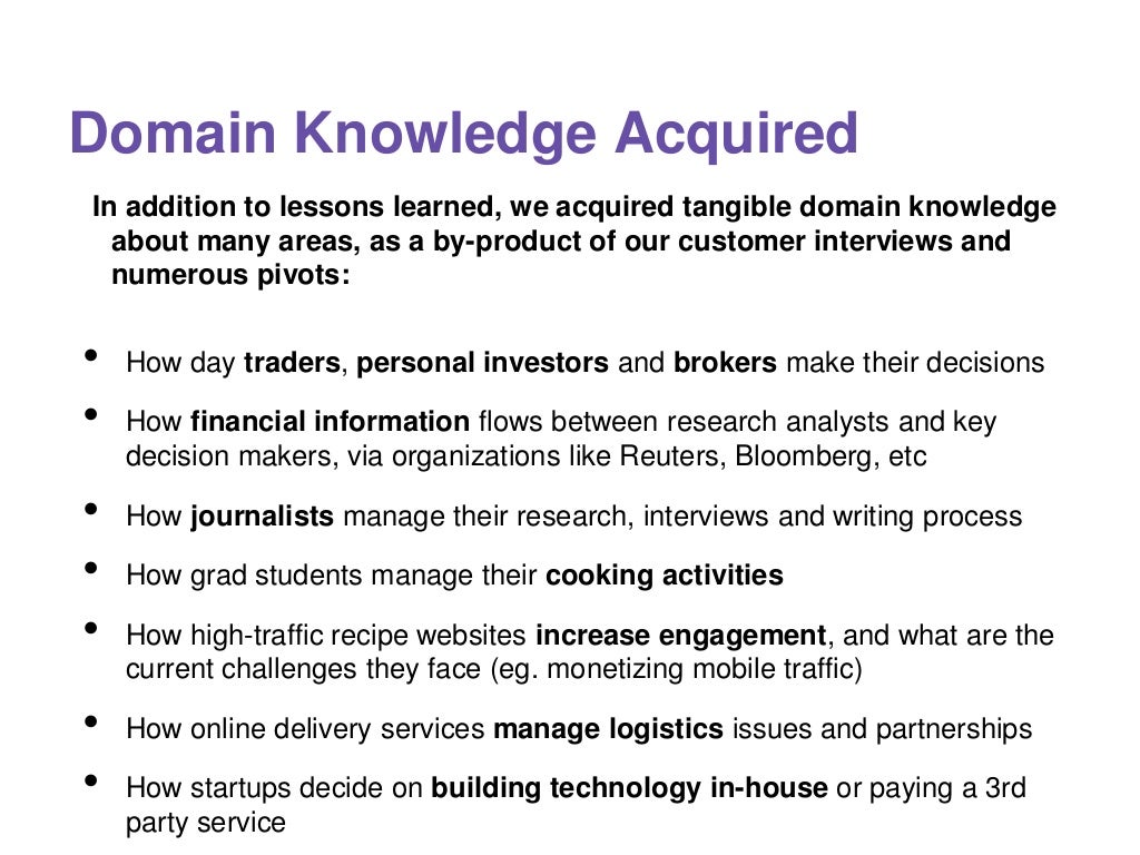 Domain Knowledge Acquired In addition
