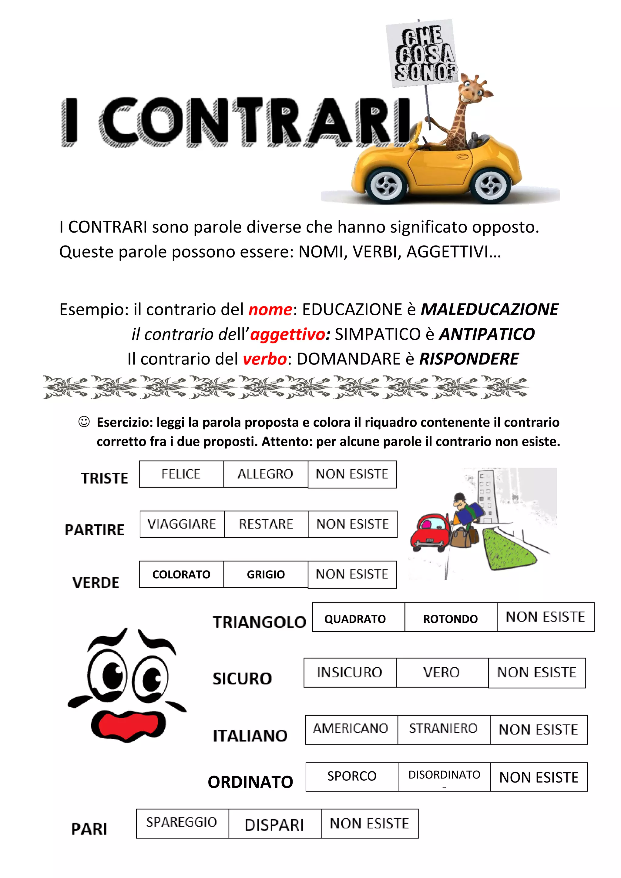 Omonimi sinonimi e contrari : arricchimento lessicale (Schede ...