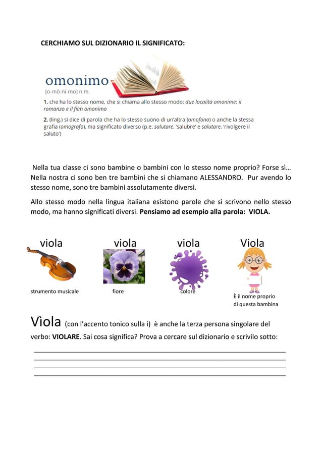 Omonimi Sinonimi E Contrari Arricchimento Lessicale Schede