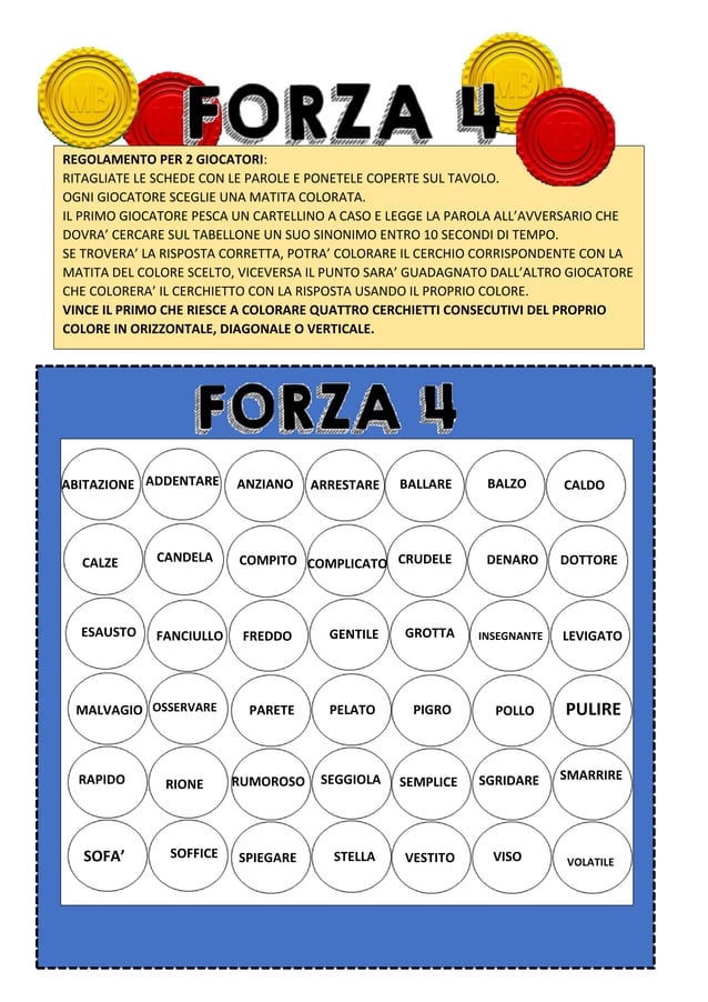 Omonimi sinonimi e contrari : arricchimento lessicale (Schede ...