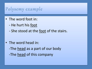 homonimy, polysemy, hyponymy | PPTX