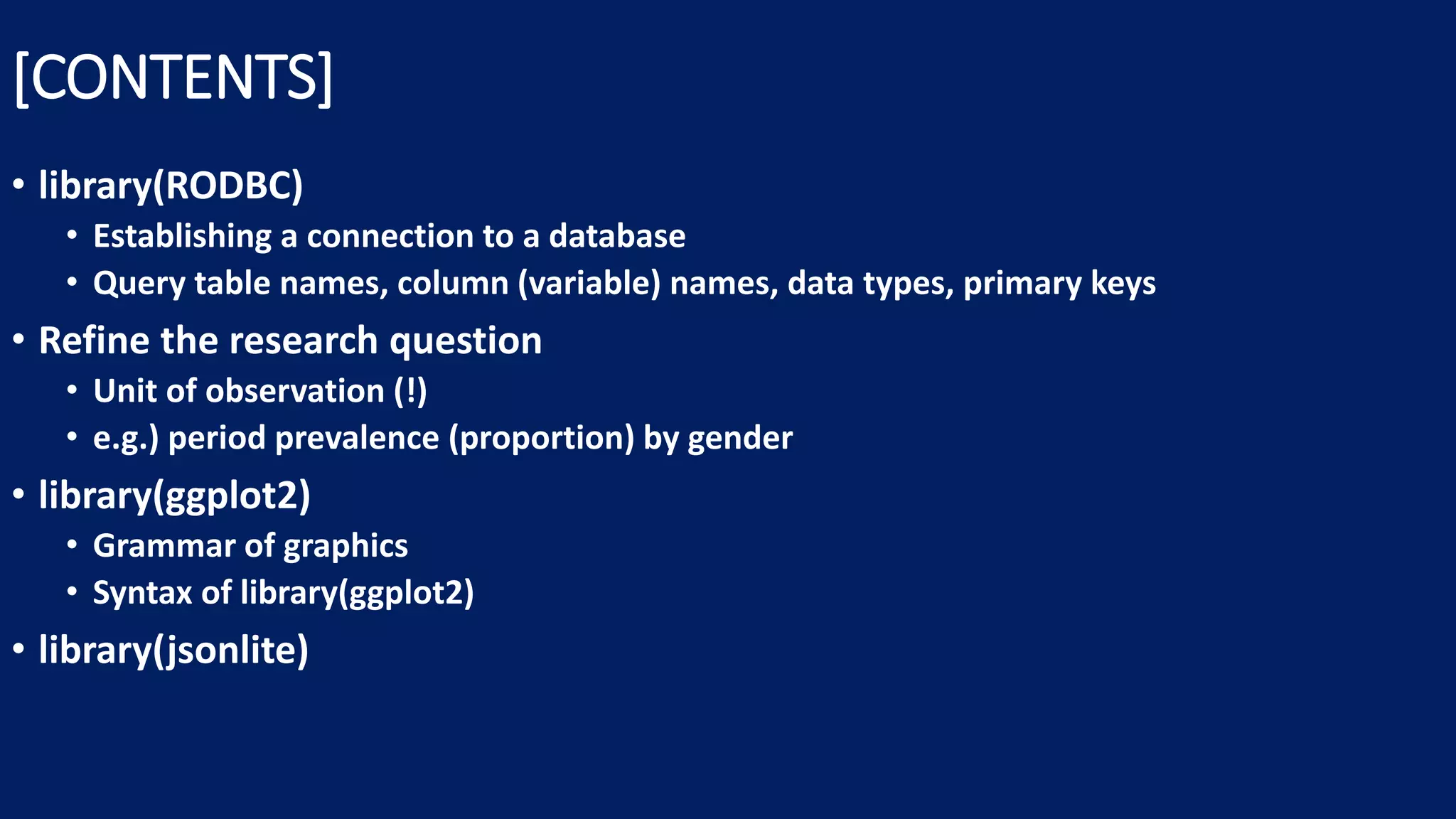 CDM SynPuf OMOP CDM library(rodbc) library(ggplot2) library(jsonlite) 180403 | PDF