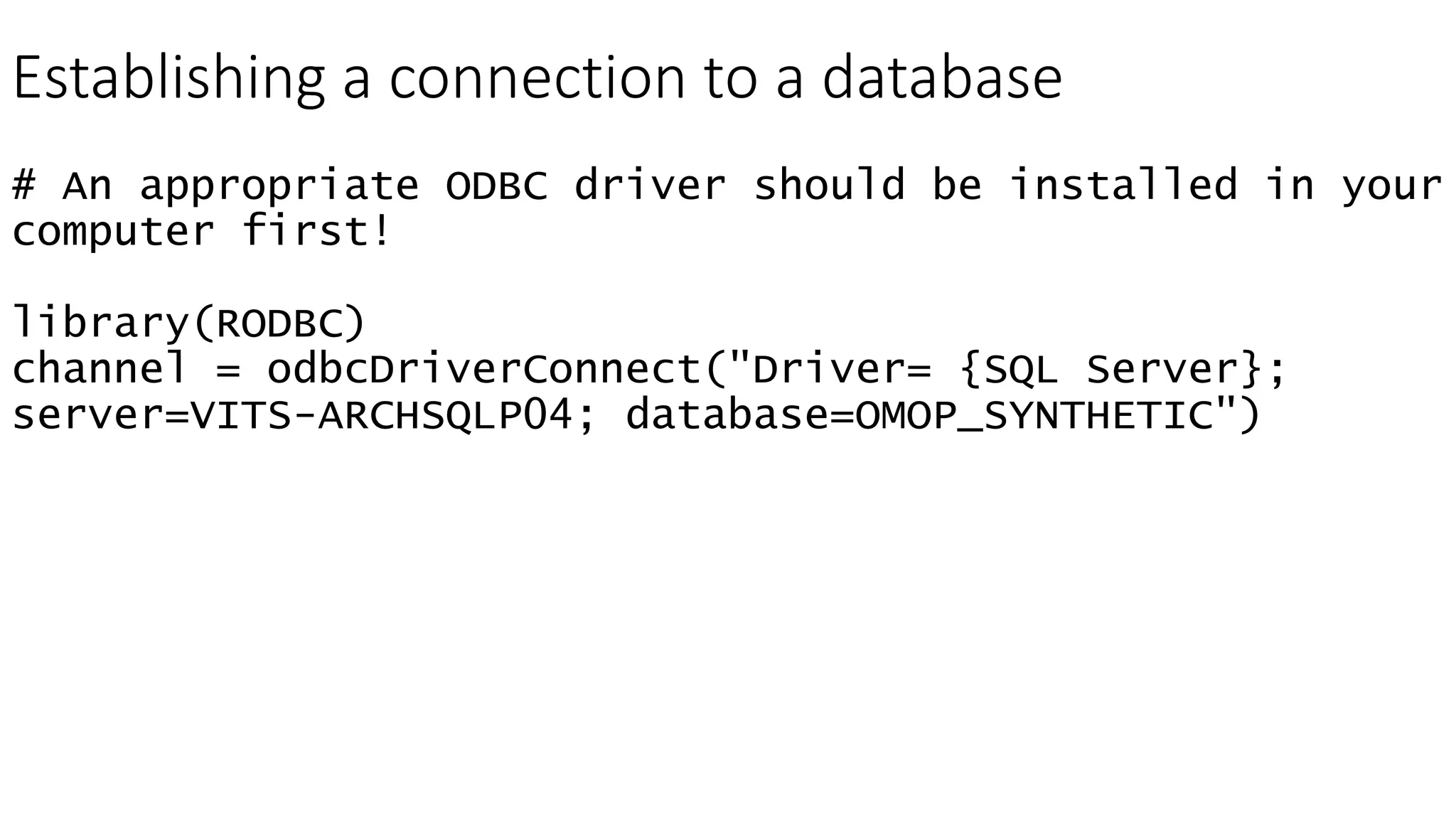 CDM SynPuf OMOP CDM library(rodbc) library(ggplot2) library(jsonlite) 180403 | PDF