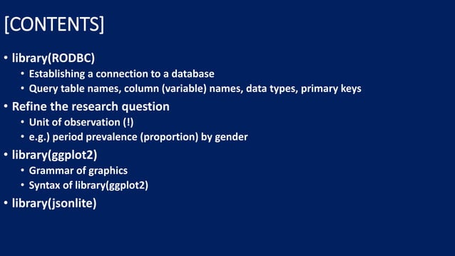 CDM SynPuf OMOP CDM library(rodbc) library(ggplot2) library(jsonlite) 180403 | PDF