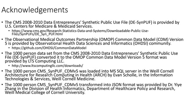 CDM SynPuf OMOP CDM library(rodbc) library(ggplot2) library(jsonlite) 180403 | PDF