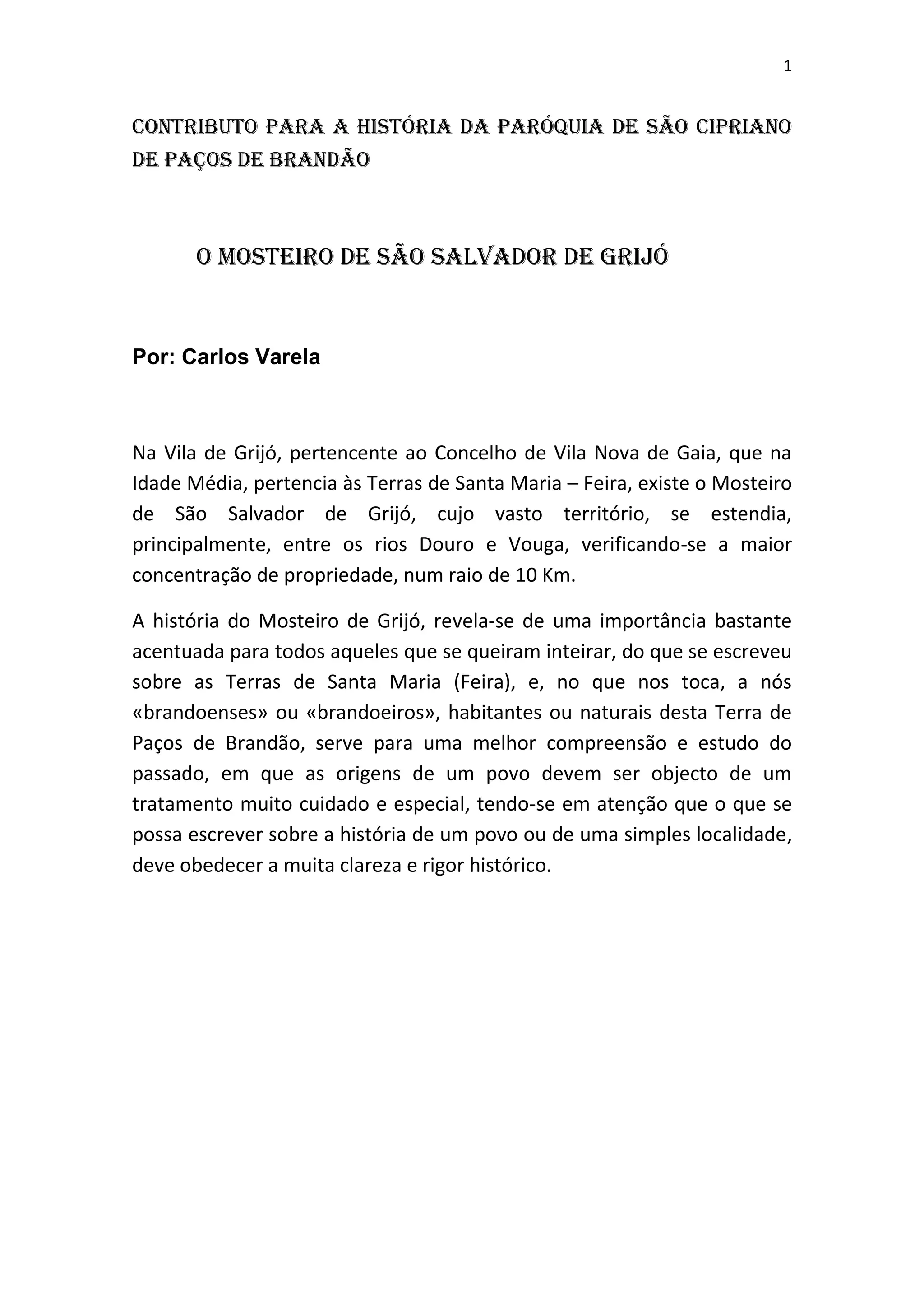O mosteiro de são salvador de grijó | PDF