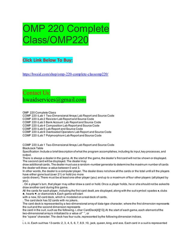 Omp 220 complete class omp220 | DOCX