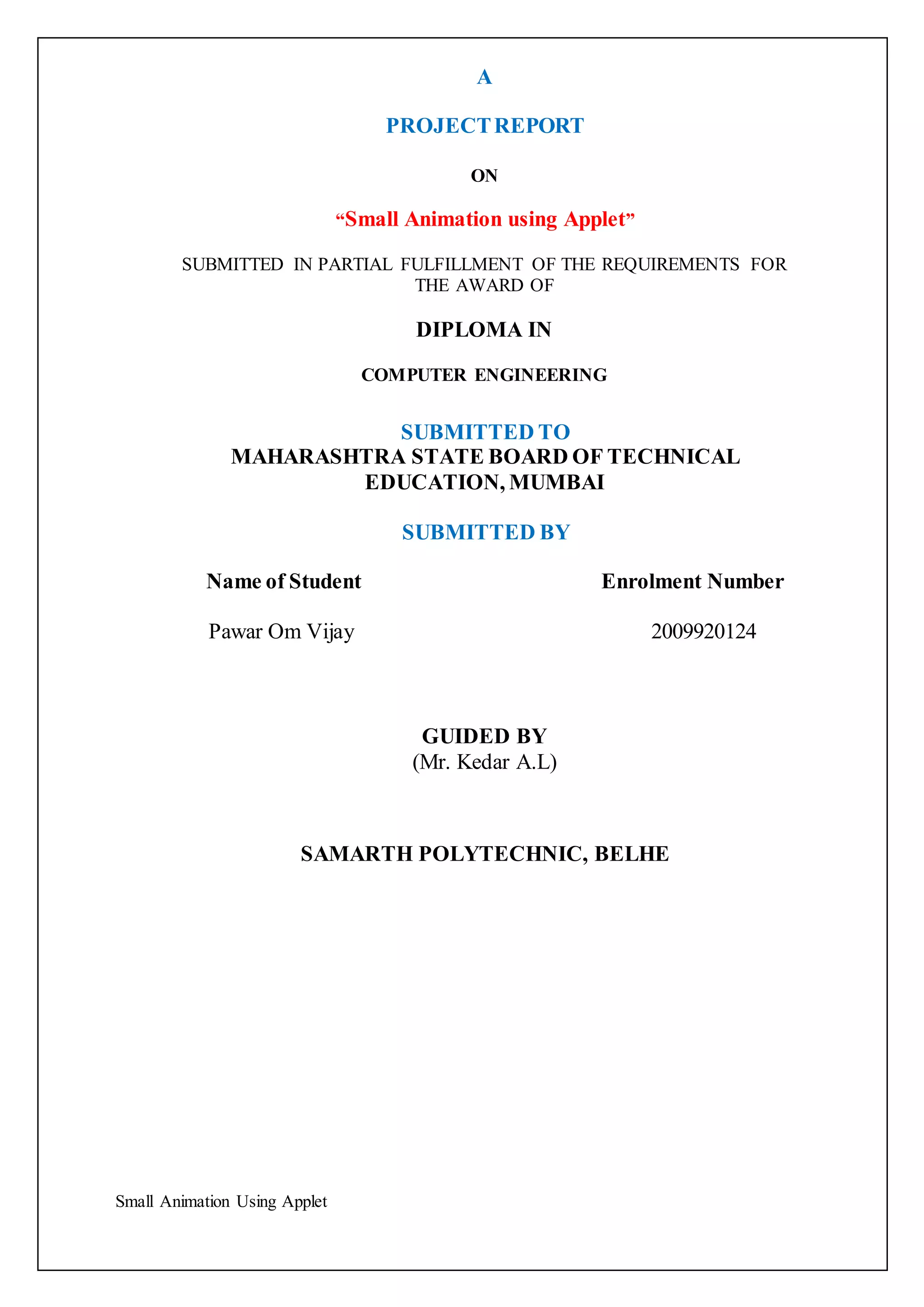 Om Pawar MP AJP.docx | Computer Animation | Computer Software and Applications