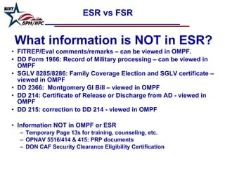 OMPF (aka WERR or Web Enabled Record) & ESR (Electronic Service Record ...