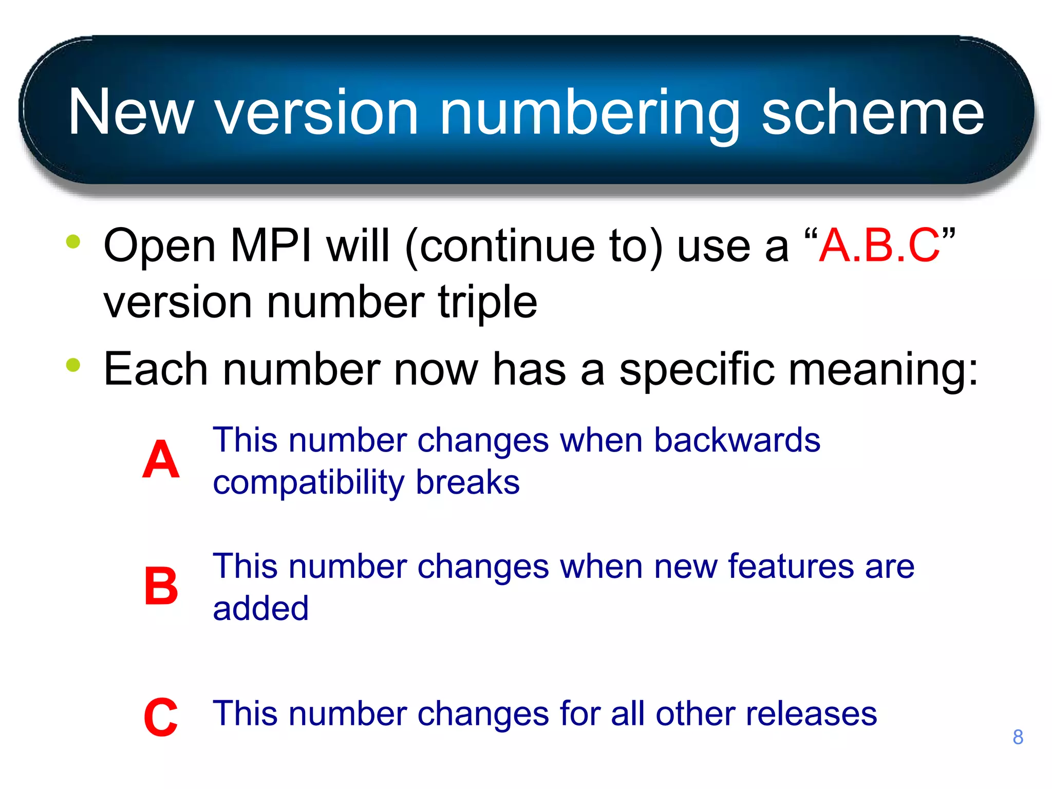 Open MPI new version number scheme and roadmap | PPT
