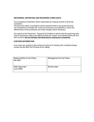 Complaints Procedure | DOC