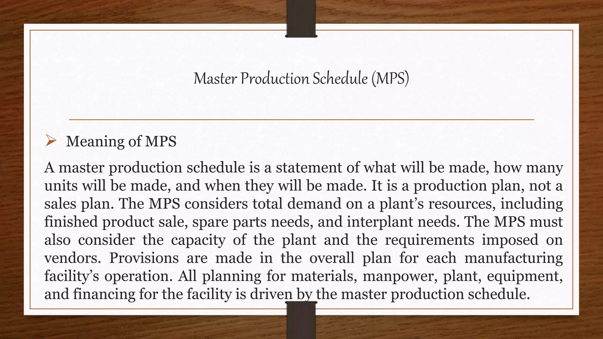 Production Planning and Control (Operations Management) | PPTX