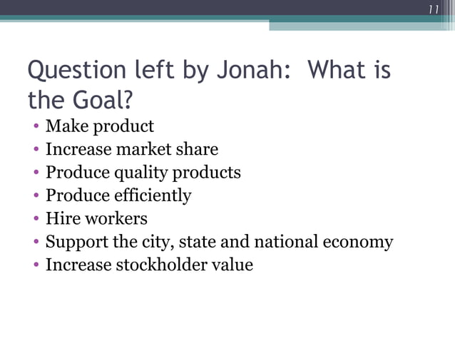 Case Study - The Goal (E M Goldratt) | PPT