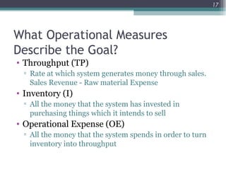 Case Study - The Goal (E M Goldratt) | PPT