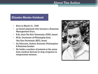 Case Study - The Goal (E M Goldratt) | PPT