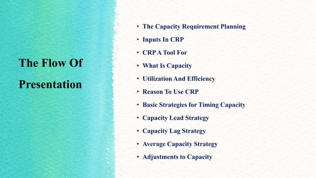 The Capacity Requirement Planning Pptx