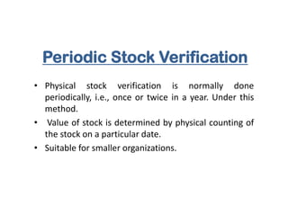 Methods of Stock Verification | PPTX