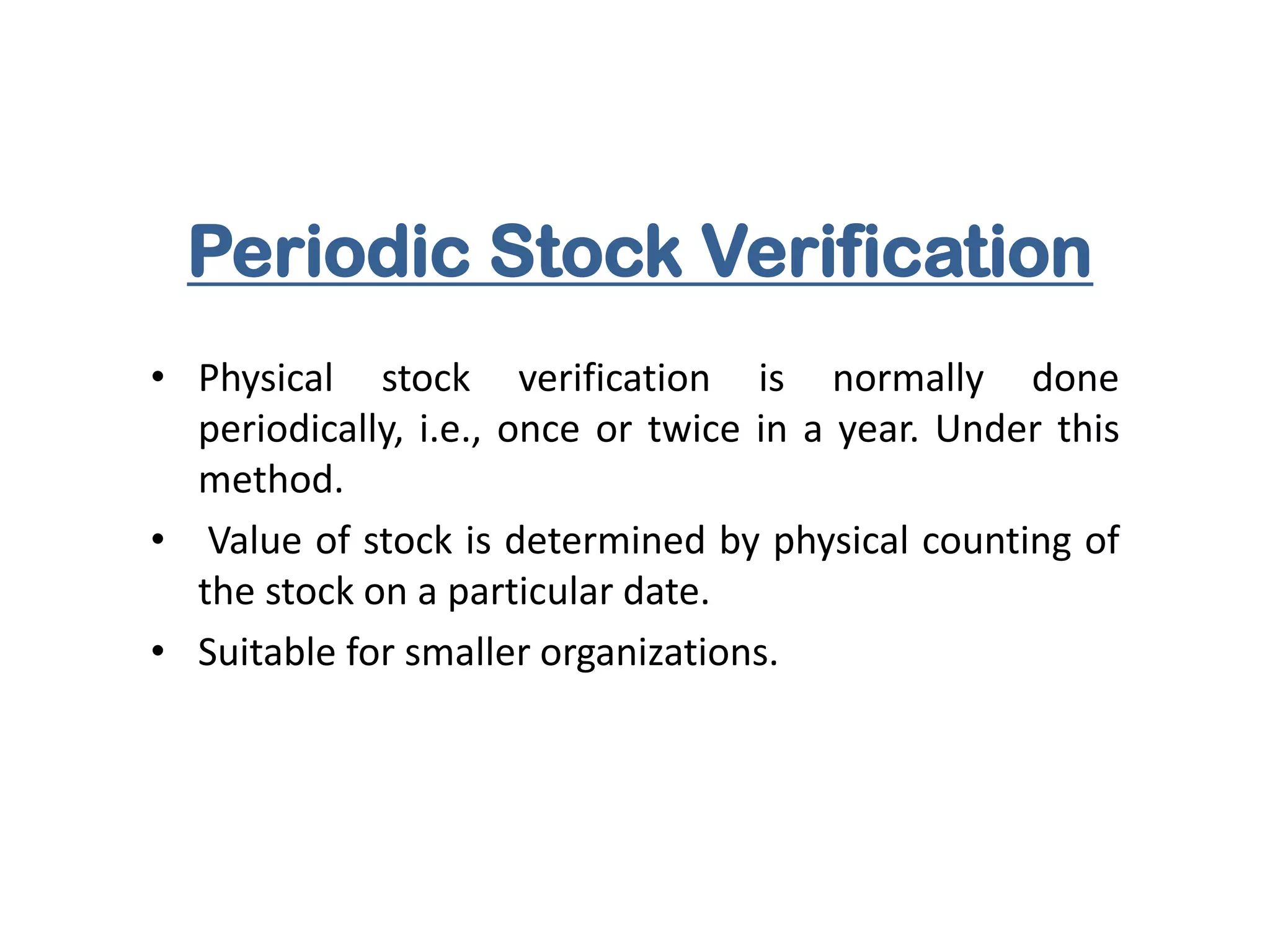 Methods of Stock Verification | PPTX