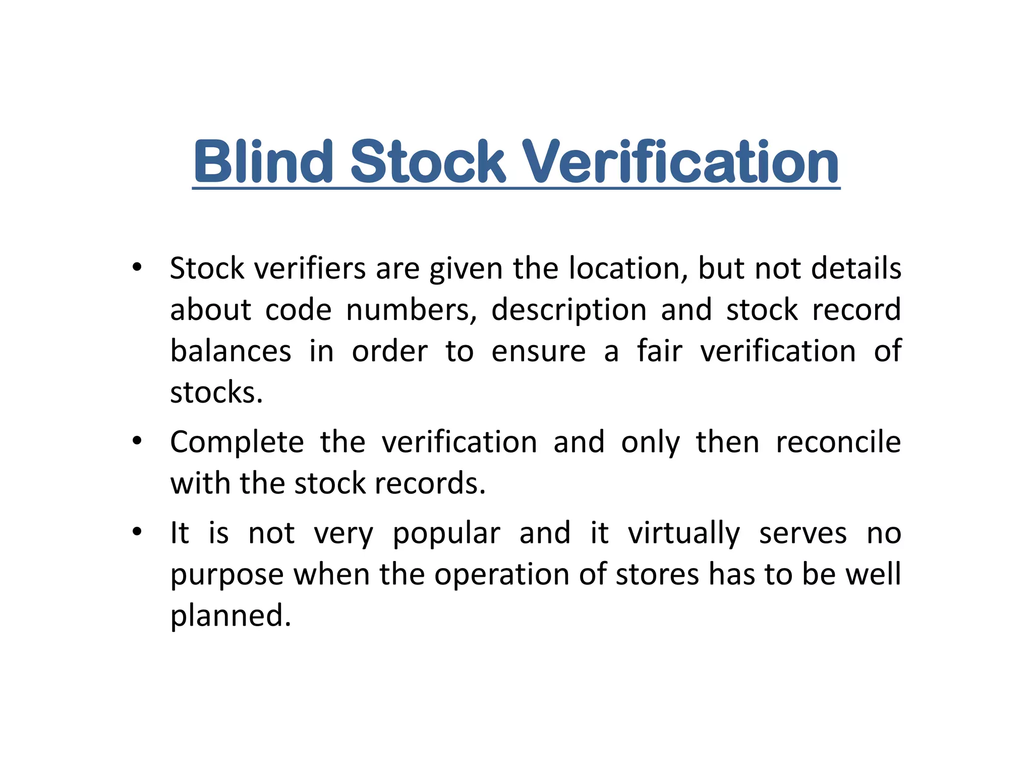 Methods of Stock Verification | PPTX