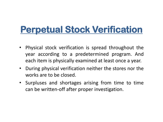 Methods of Stock Verification | PPTX | Stocks and Bonds | Personal ...