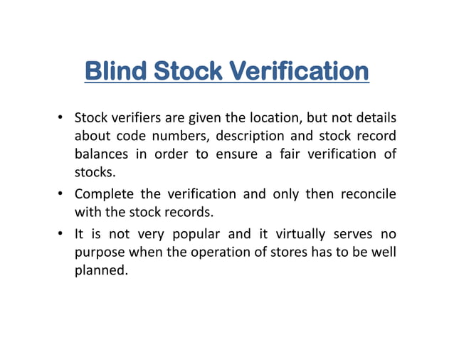 Methods of Stock Verification | PPTX | Stocks and Bonds | Personal ...