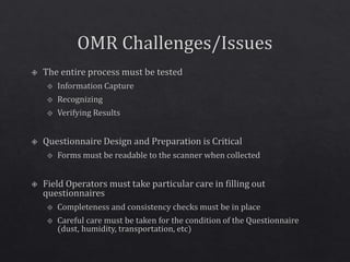Omr and ocr | PPTX | Technology & Computing