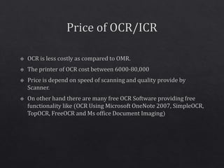 Omr and ocr | PPTX | Technology & Computing