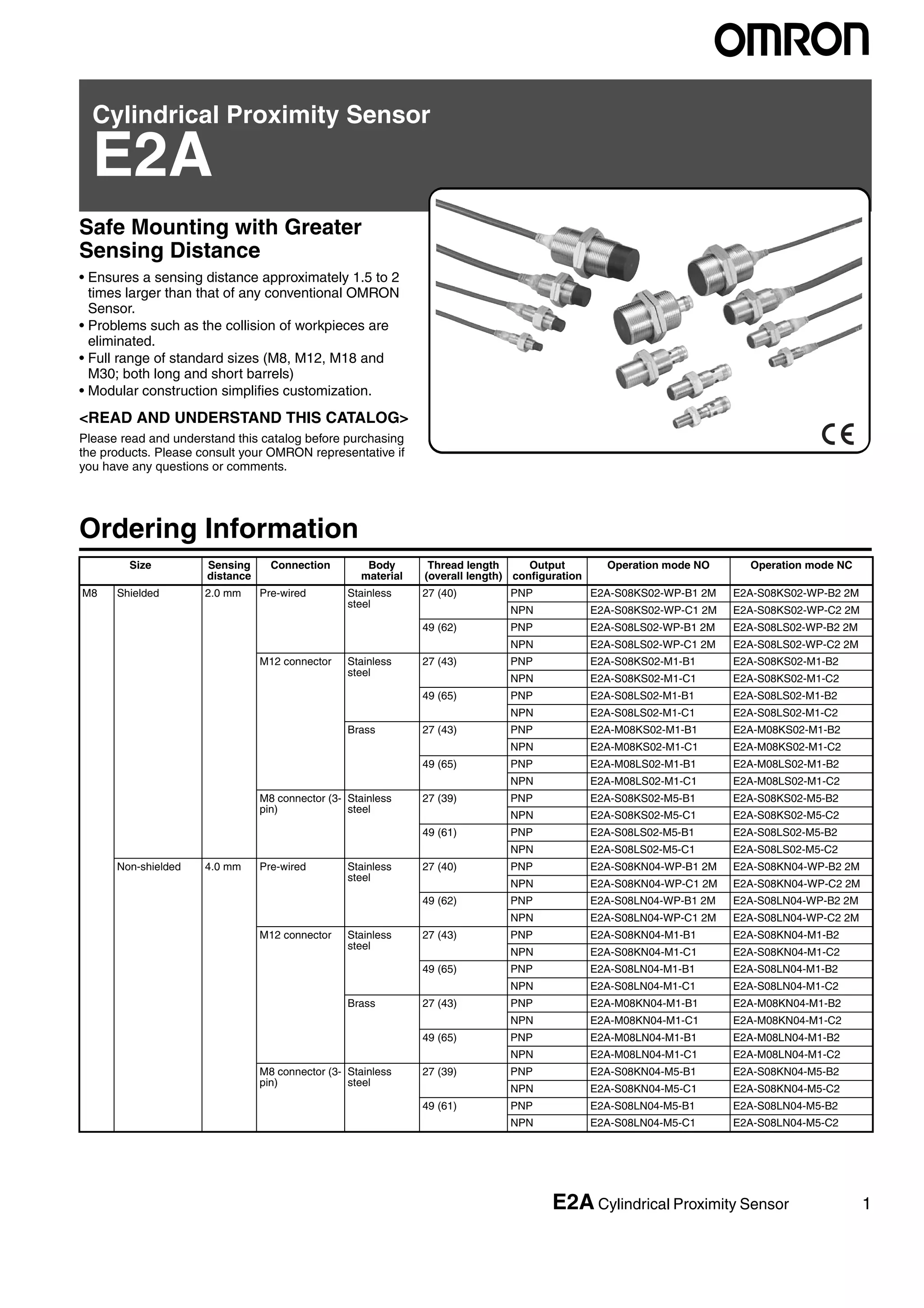 Omron e2 a-cylindrical-proximity-sensor-series-datatraceautomation | PDF