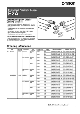 Omron e2 a-cylindrical-proximity-sensor-series-datatraceautomation | PDF