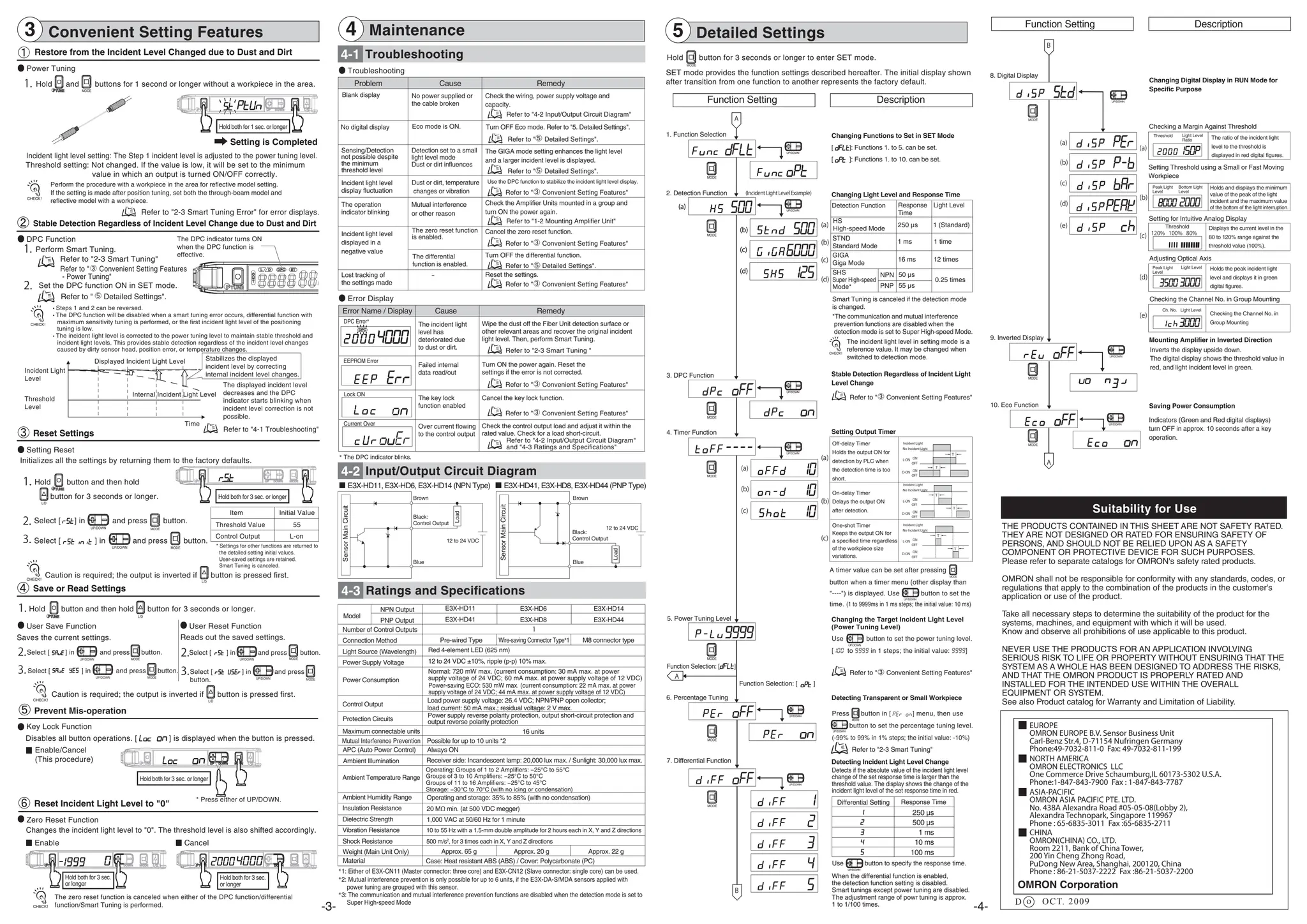 Manual Omron E3X-HD Clearsensor optical messure | PDF